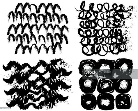 검은색 둥근 잉크 세트와 브러시로 만든 다양한 모양의 물방울 얼룩 및 스패터 검은색에 대한 스톡 벡터 아트 및 기타 이미지 검은색 그런지 이미지 기법 때묻은 Istock
