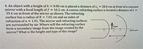 Solved An Object With A Height Ofh 9 00 Cm Is Placed Distance Of 1 28 0 Cm In Front Ofa