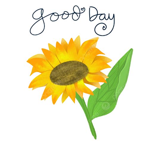 ひまわりの装飾が施されたグッドデーのレタリングイラスト画像とpsdフリー素材透過の無料ダウンロード Pngtree