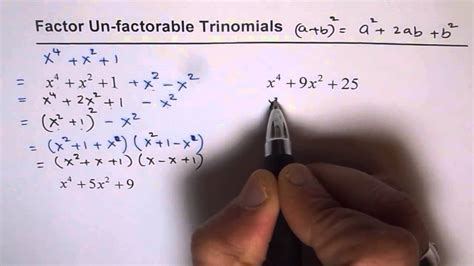 Ex 14 Algebra Factor Un Factorable Trinomials Completing Squares Youtube