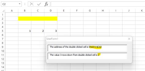 Excel Get Address Of Cell That Triggered Userform Load Populate Input Fields Via Offset