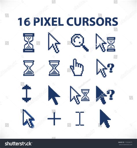 16 Pixel Cursors Icons Set Vector Stock Vector Royalty Free 113526673 Shutterstock