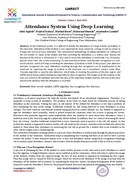 attendance system using deep learning pdf statistical