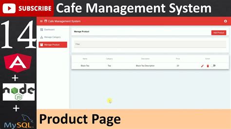 14 cafe management system product page angular node js mysql database youtube
