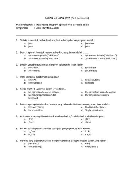 Soal Soal Pbo Java Doc