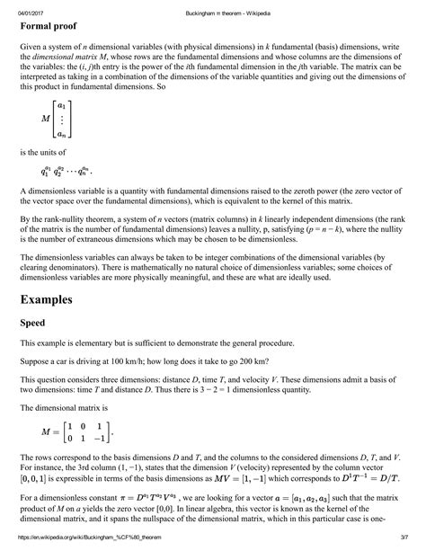Buckingham π Theorem Wikipedia Pdf Physics Science