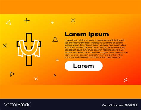 Line Christian Cross Icon Isolated On Yellow Vector Image