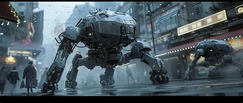 Intelligent Robots And Humans Coexisting Premium Ai Generated Image