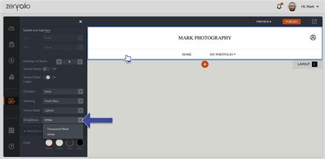 using sub pages to create dropdown menus zenfolio