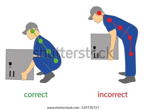 Correct Posture Lift Heavy Object Safely Stock Vector Royalty Free