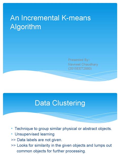 An Incremental K Means Algorithm Pdf Cluster Analysis Algorithms