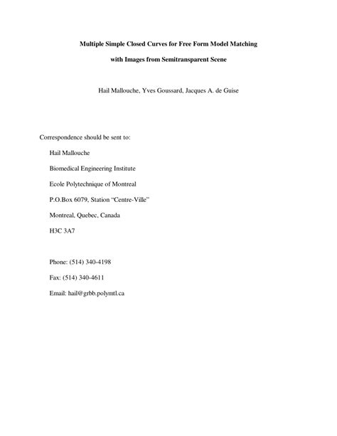 Pdf Multiple Simple Closed Curves For Free Form Model Matching With