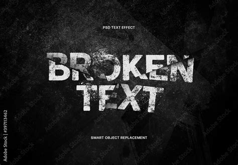 Realistic Broken Text Effect Mockup Stock Template Adobe Stock