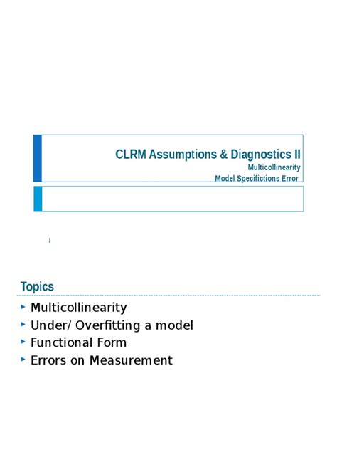 05 Diagnostic Test Of Clrm 2 Pdf Multicollinearity Regression