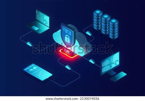 Cloudbased Cybersecurity Solutions Concept Endpoint Protection Stock Illustration 2130074036