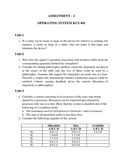 Operating System Kcs 401 Assignment 2 Pdf Scheduling Computing Computer Data