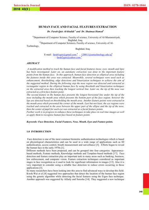pdf human face and facial features extraction