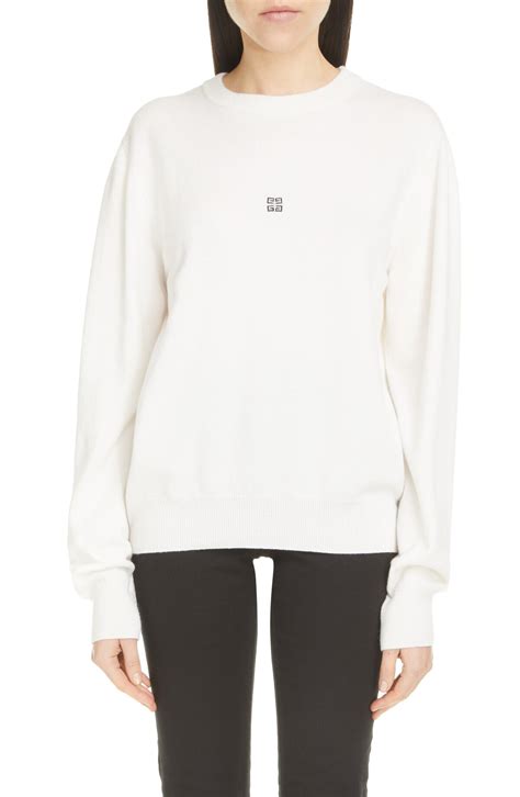 Givenchy Intarsia Logo Wool And Cashmere Sweater White Black