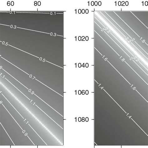 the covariance matrix for flicker noise the left panel shows the