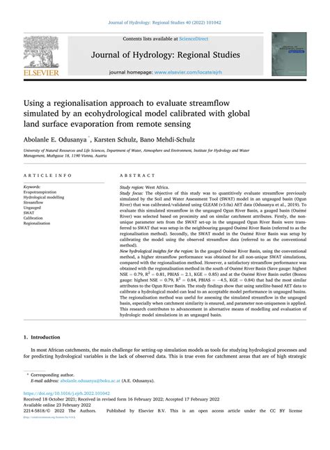 Pdf Using A Regionalisation Approach To Evaluate Streamflow Simulated