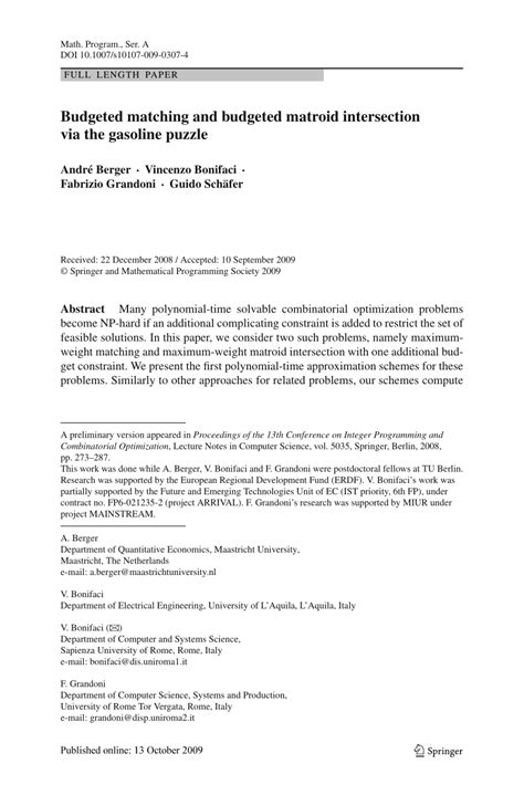 Pdf Budgeted Matching And Budgeted Matroid Intersection Via The