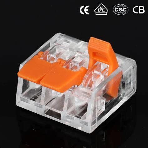 10pcs Lot 3 Pin Universal Compact Push Wire Connector Conductor Terminal Block Wiring Connector