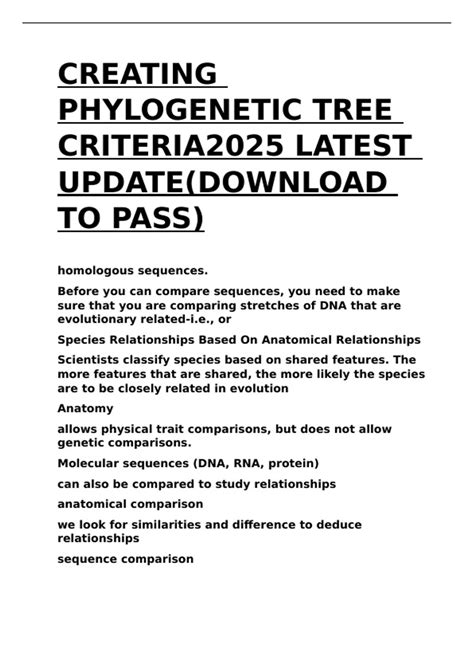 creating phylogenetic tree criteria2025 latest update download to pass