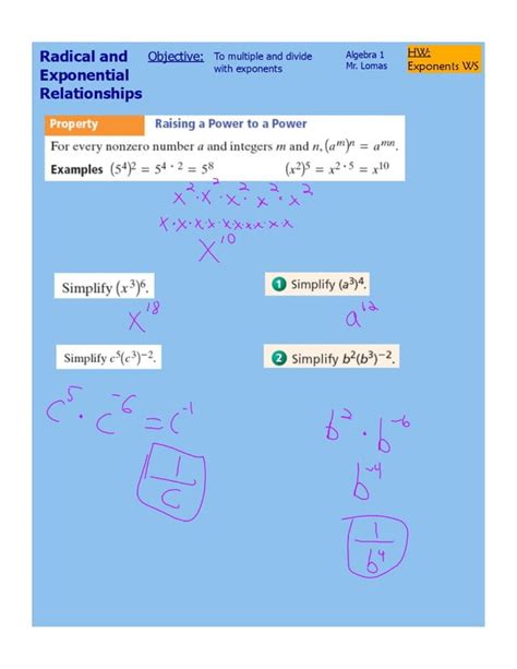 Exponents Multiplying Dividing Power Pdf
