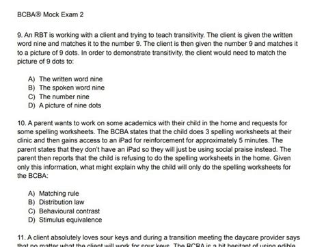 BCBA Mock Exam BCBA Mock Exam 1 2 160 Questions Per Mock Exam 5th Edition Task List Bcba