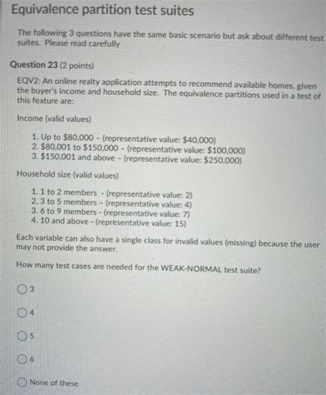 Solved Equivalence Partition Test Suites The Following 3