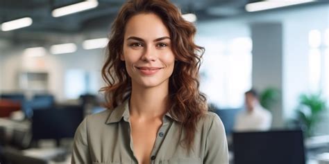 Premium Photo Sensual Female Software Developer In A Modern Office