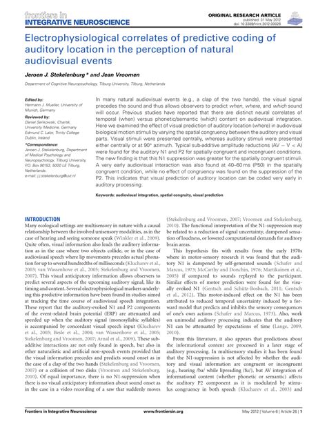 Pdf Electrophysiological Correlates Of Predictive Coding Of Auditory