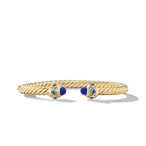 David Yurman Renaissance Bracelet In 18k Yellow Gold With Lapis And