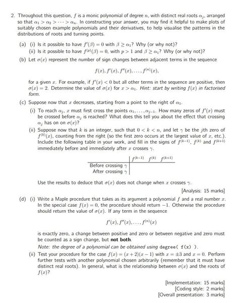 Solved 2 Throughout This Question F Is A Monic Polynomial