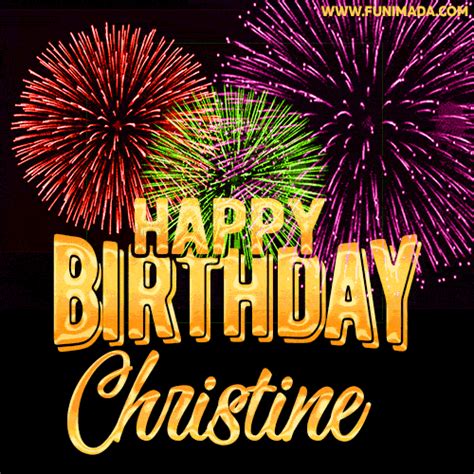 Vibrant Fireworks Happy Birthday Christine Name  Download On
