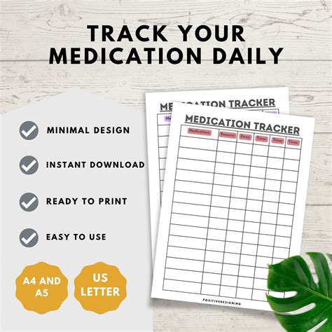 Daily Medication Tracker Printable Medication Log Daily Medication