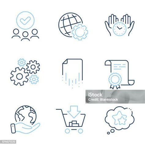 복구 파일 톱니 바퀴 및 랭킹 별 아이콘 설정 안전한 시간 쇼핑 및 글로브 표지판 벡터 공학에 대한 스톡 벡터 아트 및 기타 이미지 Istock