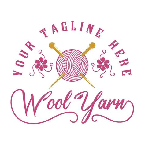 Wool Yarn Design Logo Wool And Needle Concept For Handicrafts And