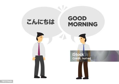 두 명의 사업가가 서로 다른 언어로 의사소통합니다 국제 비즈니스 또는 기업 협업의 개념 영어와 일본어 관광객에 대한 스톡 벡터 아트 및 기타 이미지 Istock