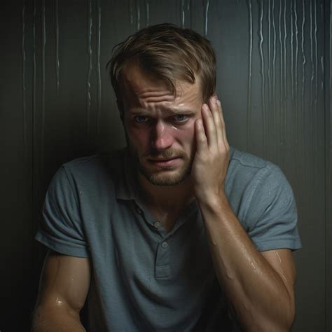 Premium Photo A Man Holding His Head In Front Of His Face