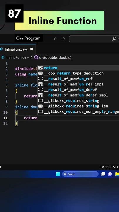 Inline Function In C C Tutorials For Beginners Code Leo Shorts Coding Programming Cpp 87