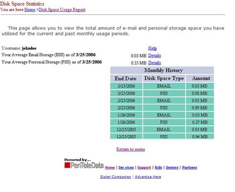 General Disk Space Usage PTD