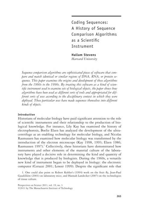 pdf coding sequences a history of sequence comparison algorithms as a scientific instrument