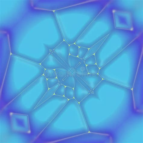 3d Rendering Illustration Of Symmetrical Fractal Pattern With Trendy Blue Violet Gradient Stock