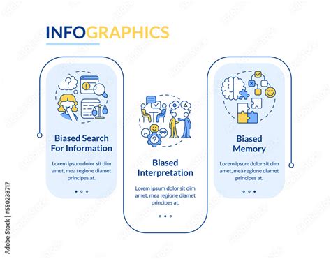 Types Of Confirmatory Bias Rectangle Infographic Template Data Visualization With 3 Steps