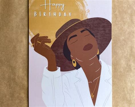 Black Afro Birthday Card Elegant Woman Black Greeting Cards