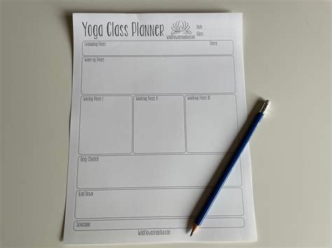 Yoga Class Planner Printable Yoga Sequence Planner Yoga Sequencing