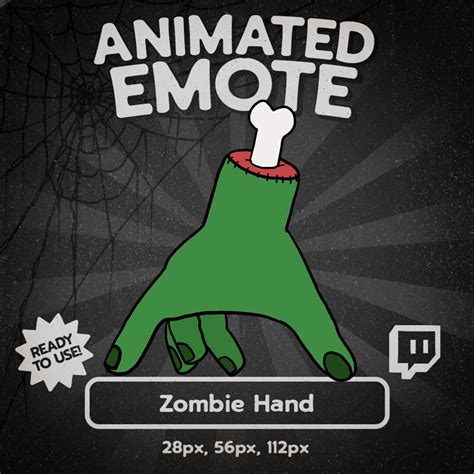 Kawaii Zombie Hand Animated Twitch Emote Spooky Stream Overlay 