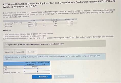 Solved E7 7 Algo Calculating Cost Of Ending Inventory And