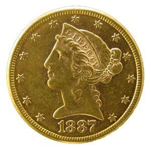 1887 S 14 Oz 5 Dollar American Half Eagle Gold Coin 77192764